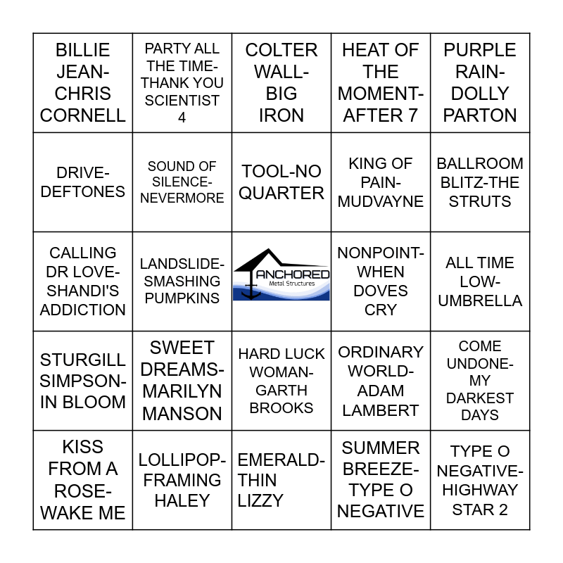 COVER TUNES VOL 1 Bingo Card