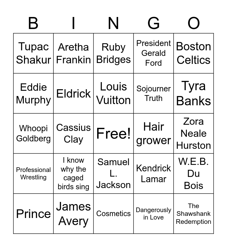 BHM Bingo Card