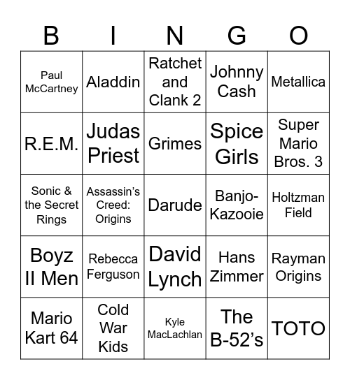 Dune & Desert Levels Bingo Card