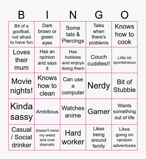 Are you my type? Bingo Card
