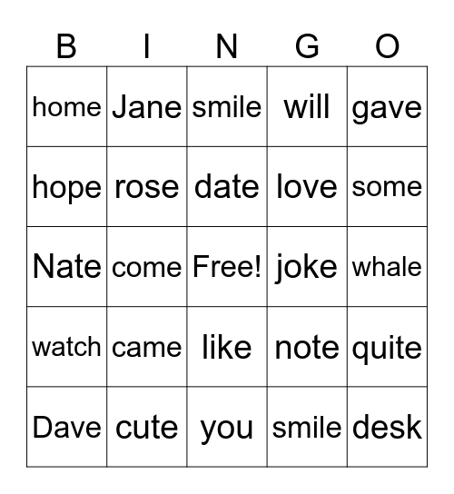 Michael and Angel Bingo Card