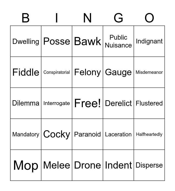 Quiz Bingo Review Bingo Card