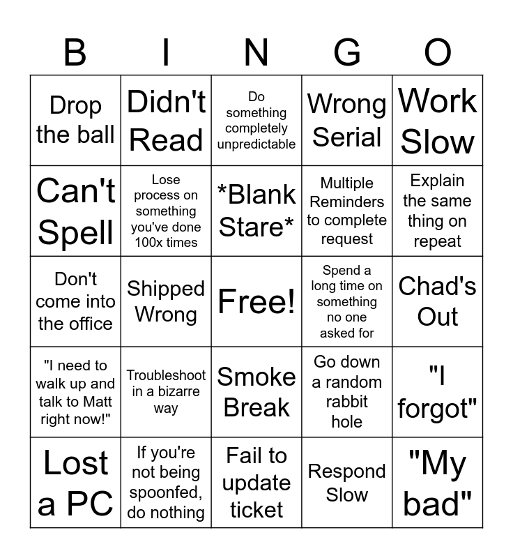 MI44 Bingo Card