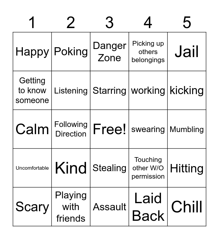 A 5 Against The Law #1 Bingo Card