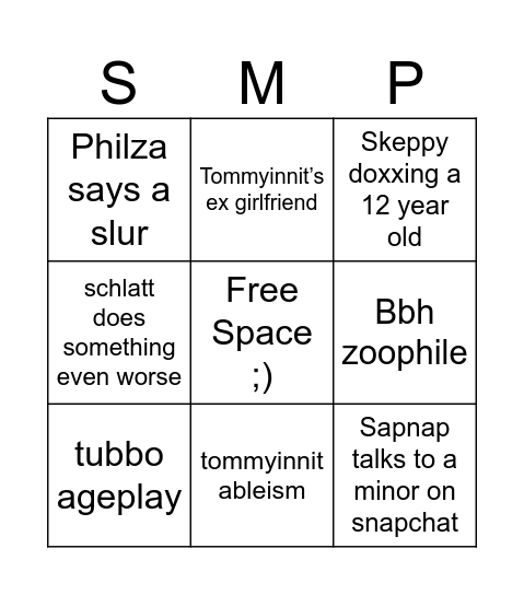 dsmp cancel Bingo Card