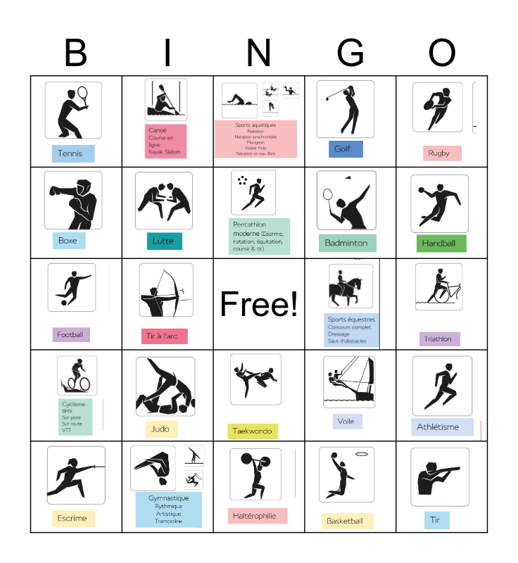 Jeux Olympiques Bingo Card