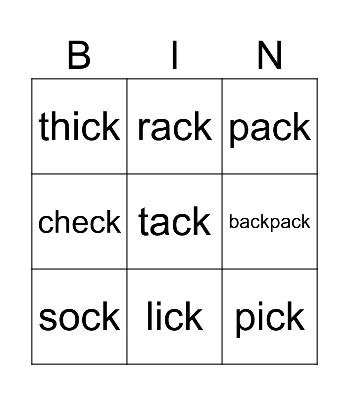 -CK Bingo Card