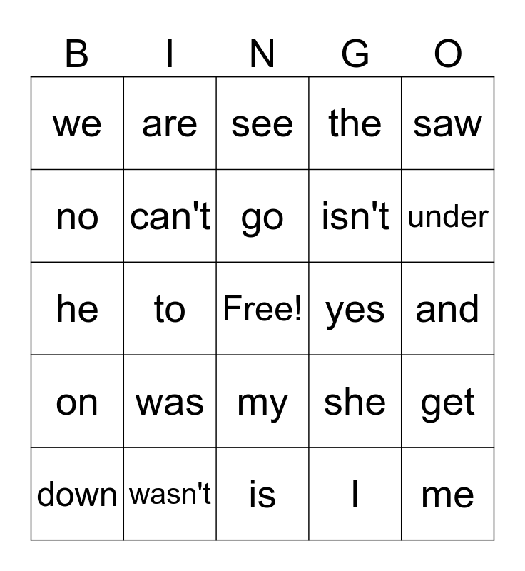 SIPPS Bingo 1 - 28 Bingo Card