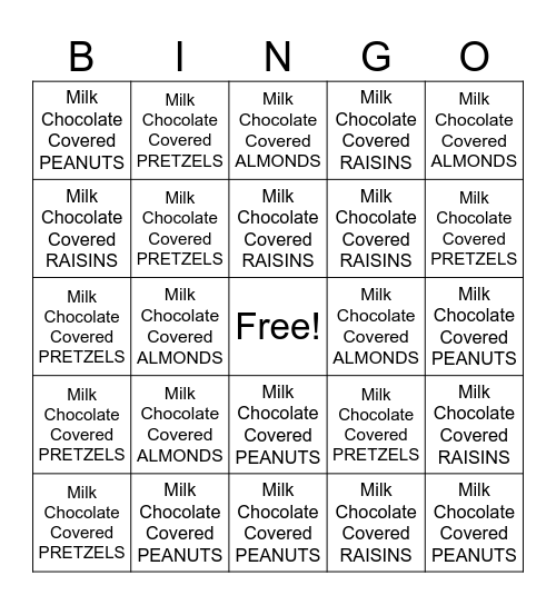 AMC CINEMA SWEETS Bingo Card
