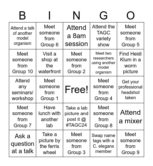 Group 4 Bingo Card