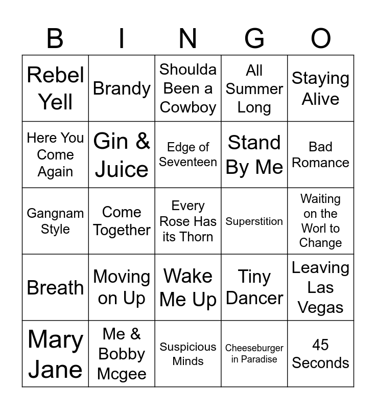 Bingo 1 Bingo Card
