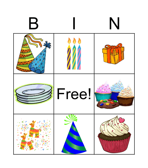 BIRTHDAY PARTY OBJECTS BINGO Card