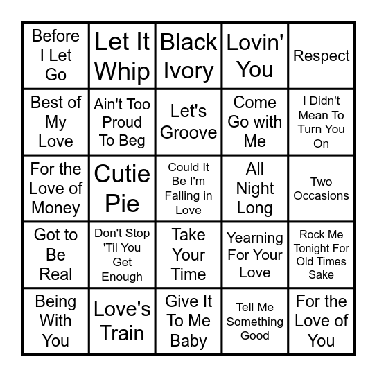 Legends Vibe Bingo Round 1 Bingo Card