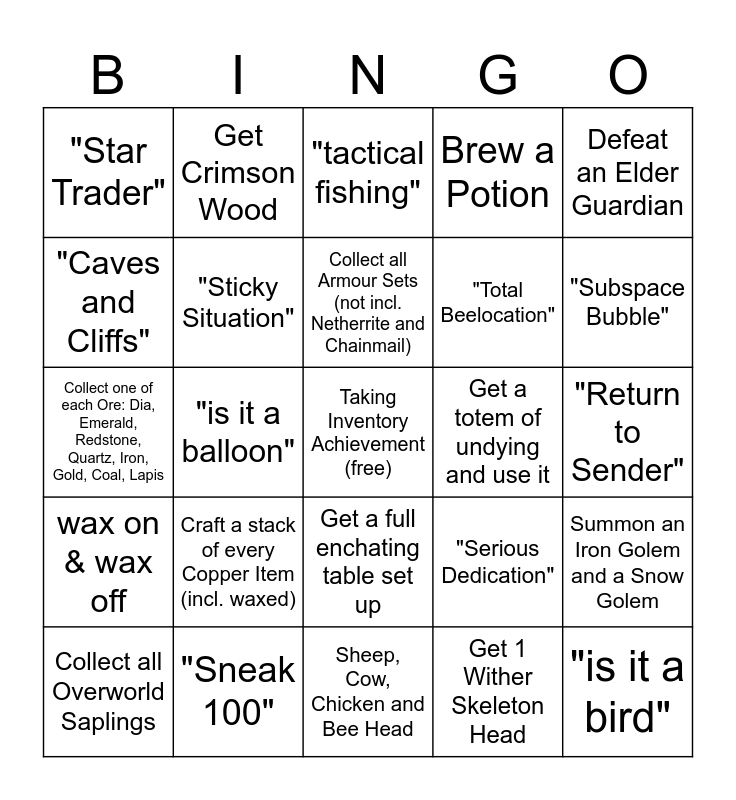 CUBE HARDCORE CHALLENGE Bingo Card