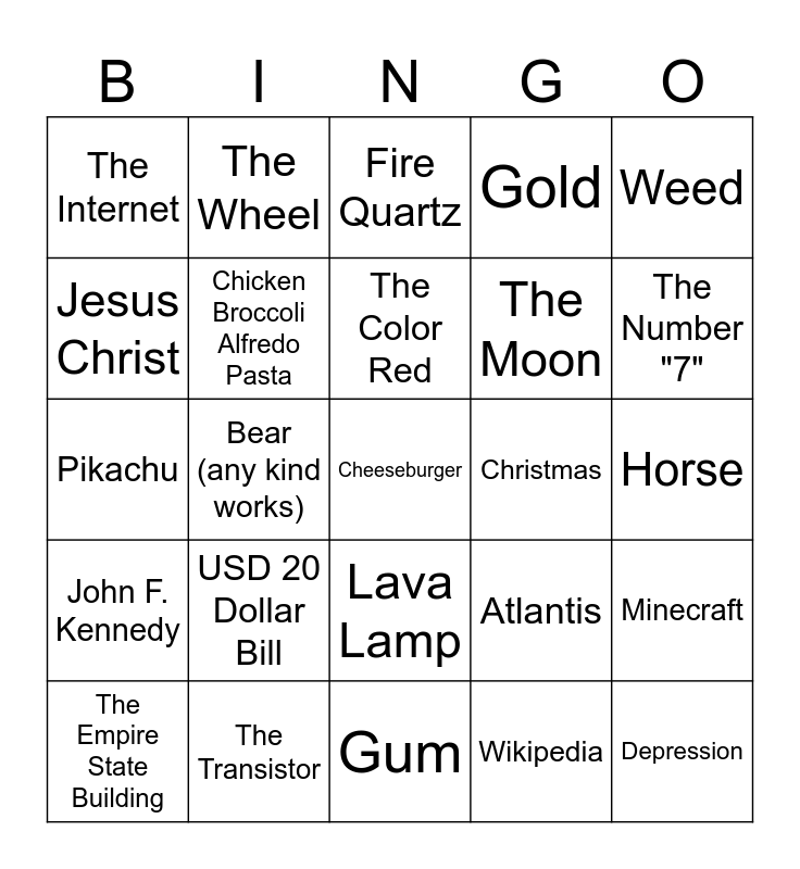 Infinite Craft Bingo Card
