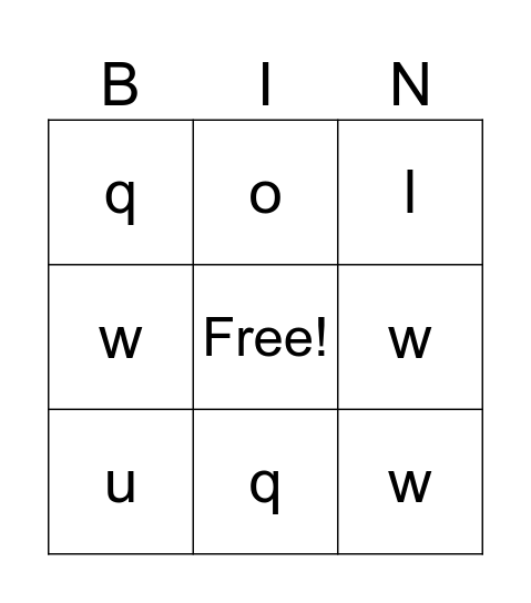 words review Bingo Card