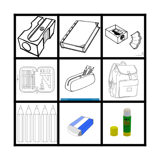 SCHOOL OBJECTS BINGO Card