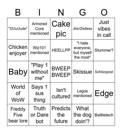Stormingo Bingo Card