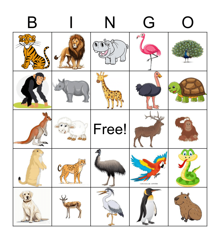 Metro Richmond Zoo Bingo Card