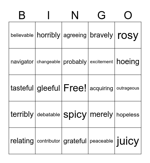G6U4W2 Bingo Card