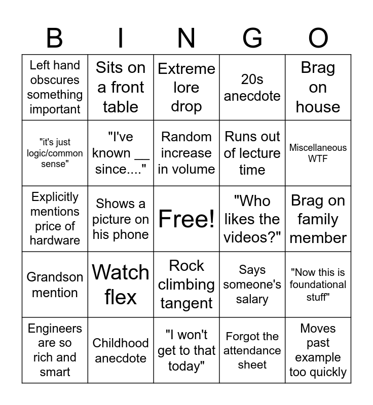 EE 280 Bingo Card
