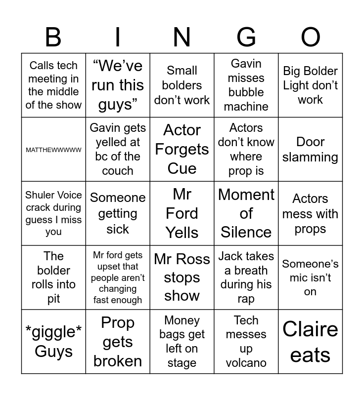 Tech Week Bingo Card