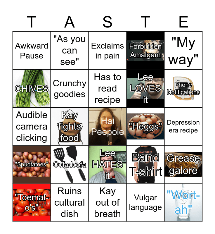 Kays Cooking Bingo Card