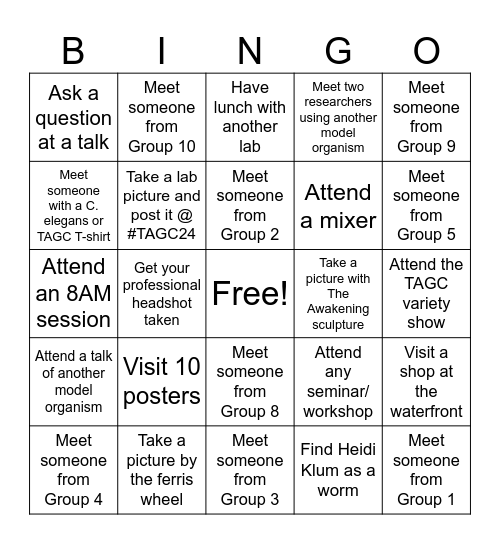 Group 8 Bingo Card