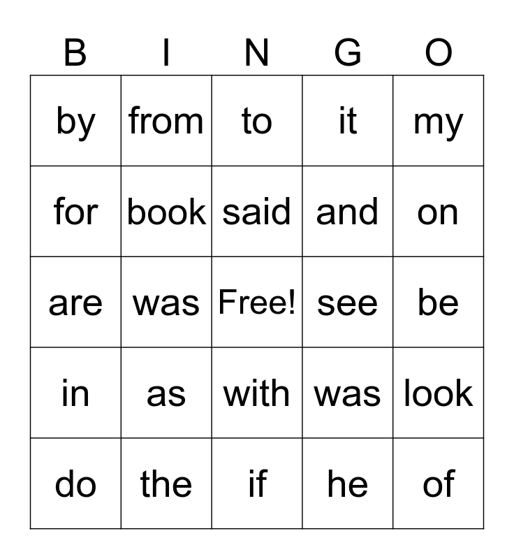 Trimester 2- Sight Word Bingo Card