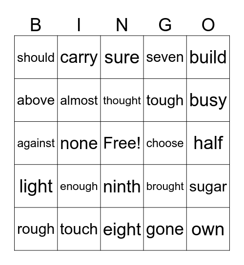 Bananas Sight Word Bingo Card