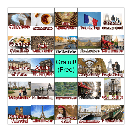Parisian BINGO Card