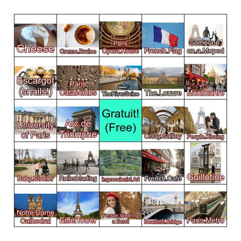 Parisian BINGO Card