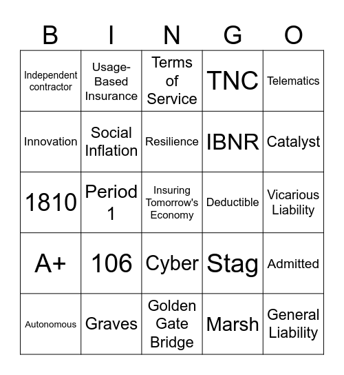 Y-Risk Bingo Card