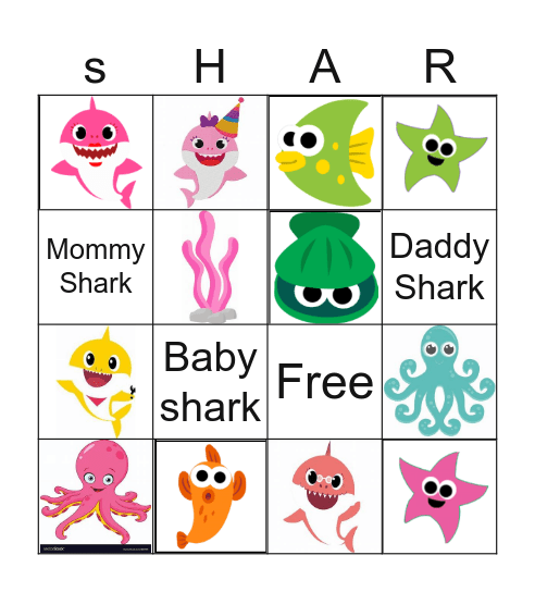 Baby Shark Bingo Card