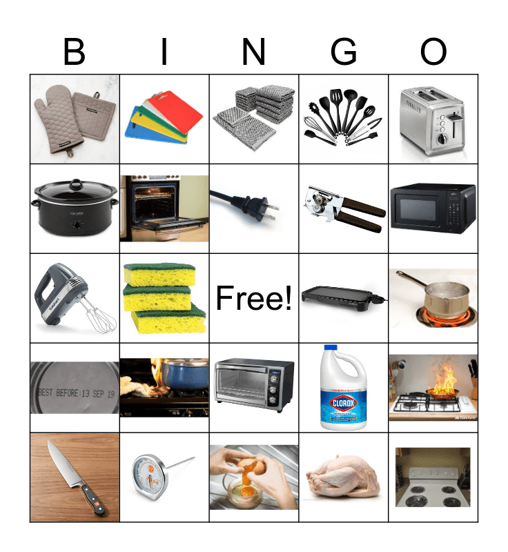Kitchen Safety Bingo Card
