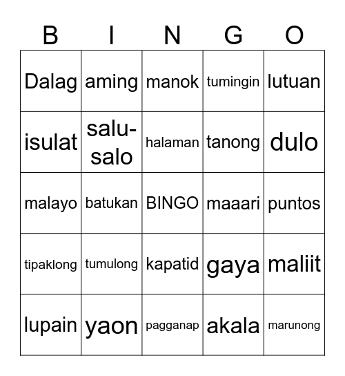 BATAYANG TALASALITAAN II Bingo Card