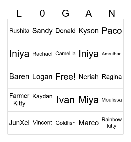 Happy March Break! Bingo Card