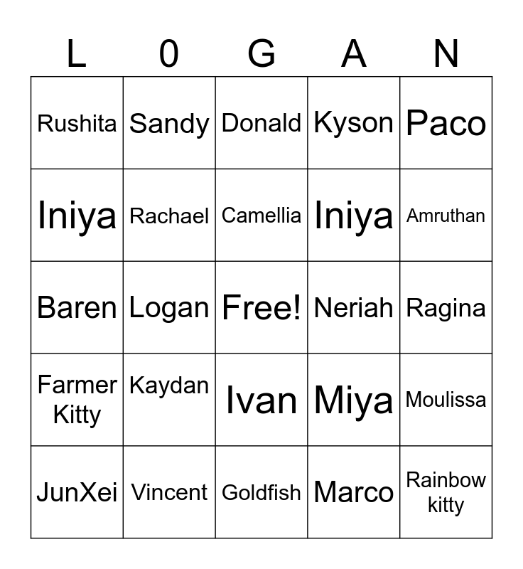 Happy March Break! Bingo Card