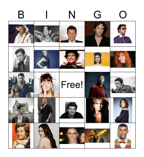 Les Vedettes de la chanson française Bingo Card