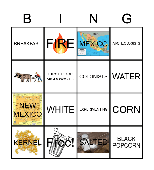 POPCORN Bingo Card