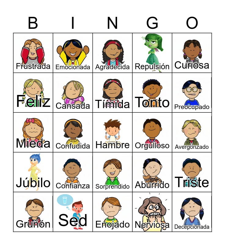 Emociones Bingo Card
