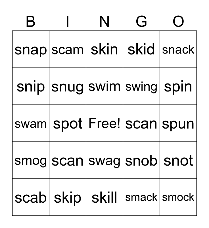 s-blends Bingo Card