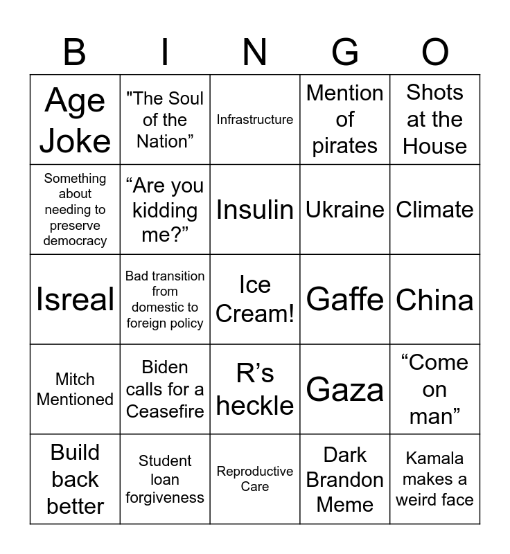 Biden Bingo Card