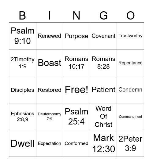 Discovery Of Grace Bingo Card
