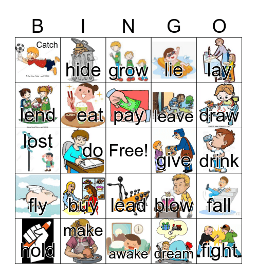 Irregular Verbs Bingo Card