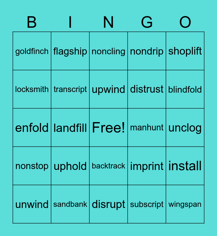 3.2: 2 Syllable Words with Blends Bingo Card