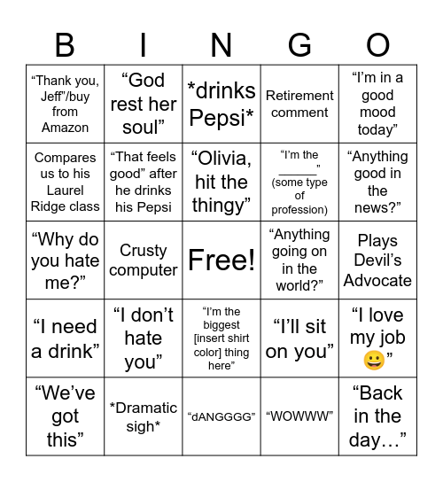 Mr. McKenna Bingo Card