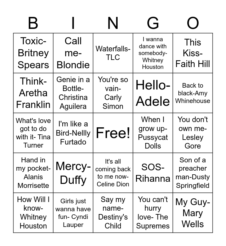AA97 Ladies First! Bingo Card