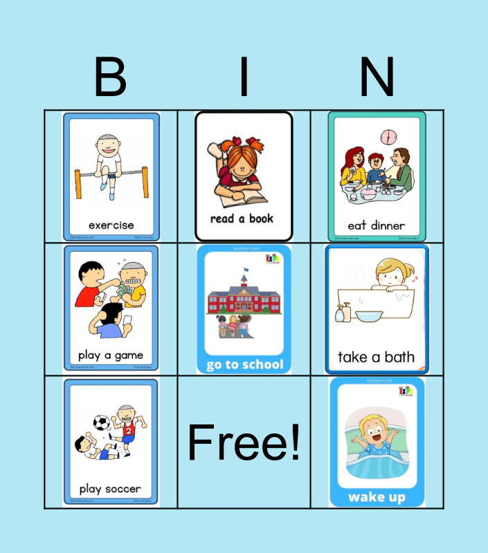Daily Routine Bingo Card