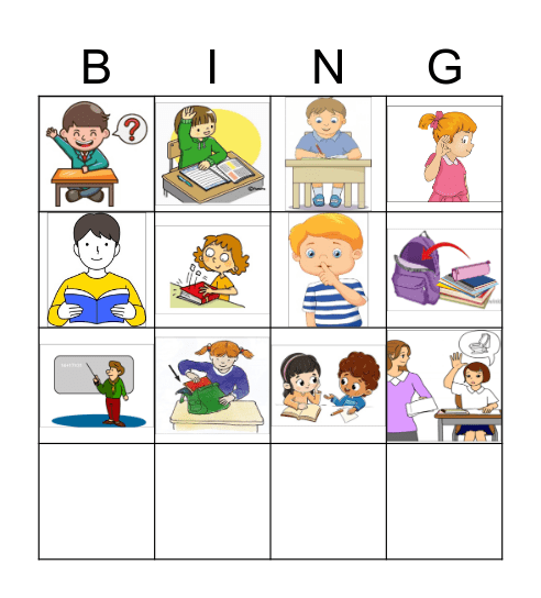 Classroom Language Bingo Card